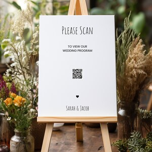 Wedding Program QR Code Sign, Minimal Reception Signage, Whimsical ...