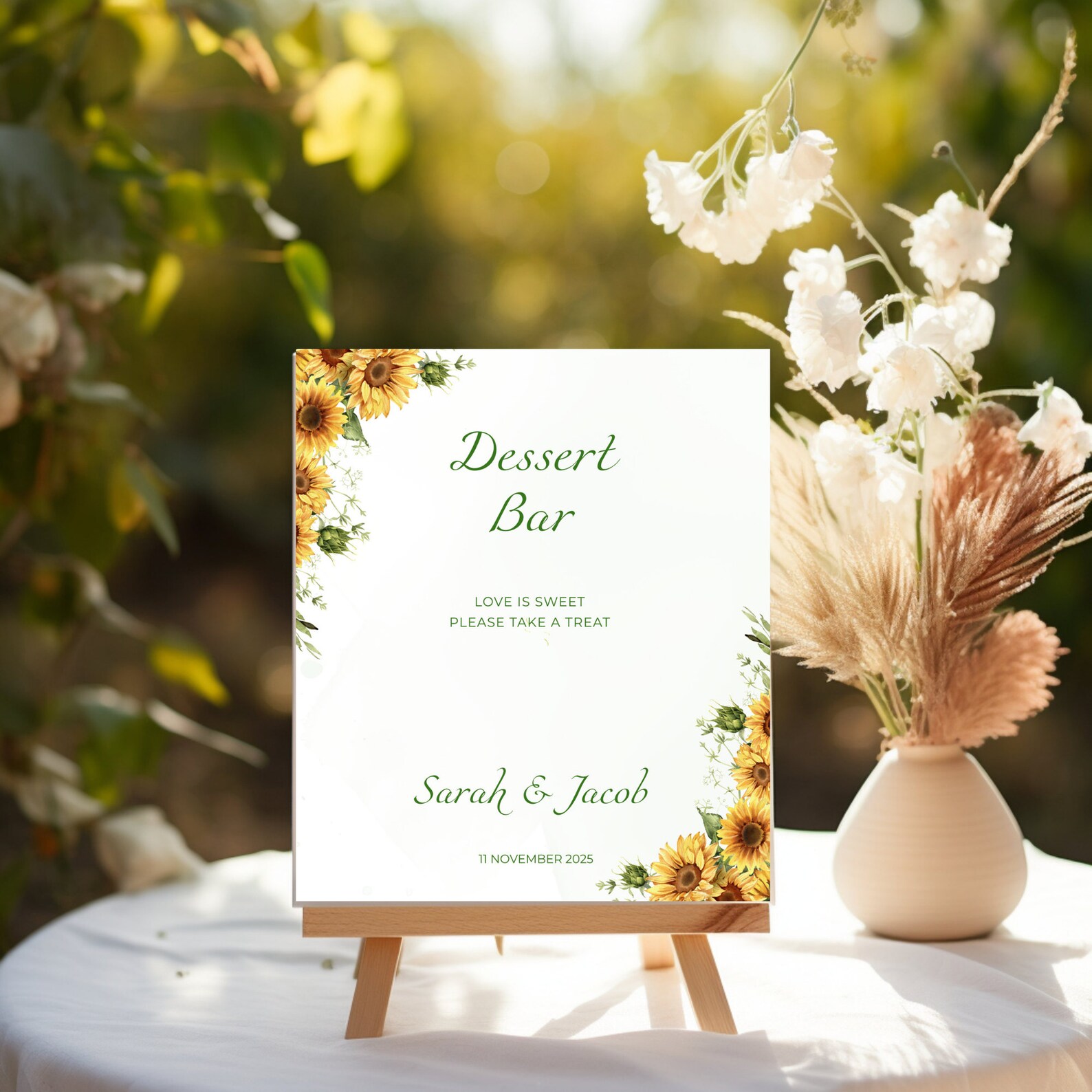 Wedding Dessert Table Signage, Sunflower Reception Signage, Desserts ...