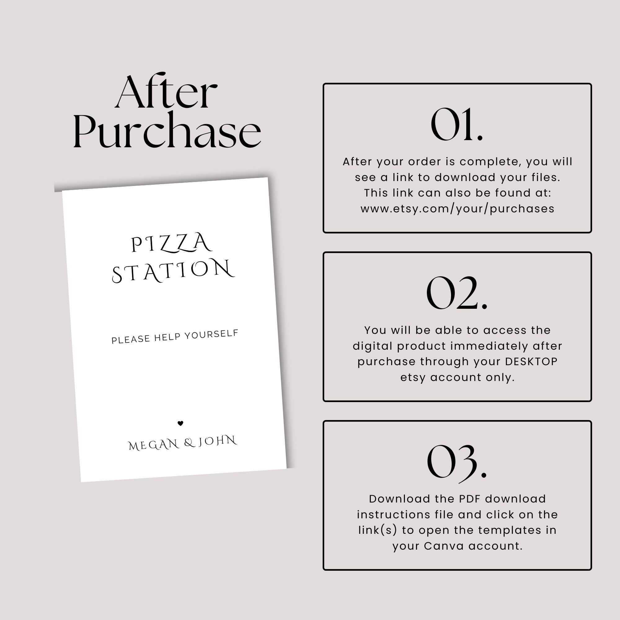 Printable Wedding Pizza Station Sign, Minimalist Wedding Food Buffet ...