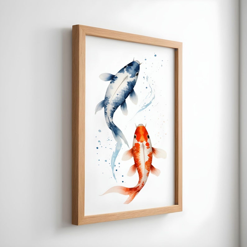 Koi Fish Art Print Koi Fish Poster Koi Fish Watercolor koi Fish Wall ...