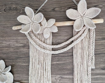 Boho Macrame With Flowers, Handmade Wall Hanging Home Decor, Bohemian ...