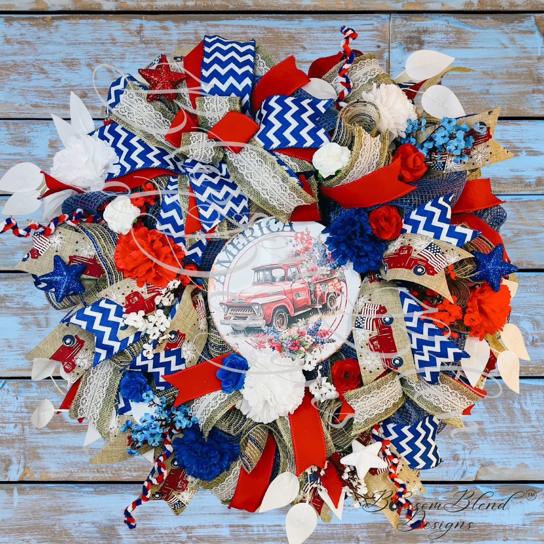 Patriotic Memorial Day/ 4th of July Front Door Wreath and ...