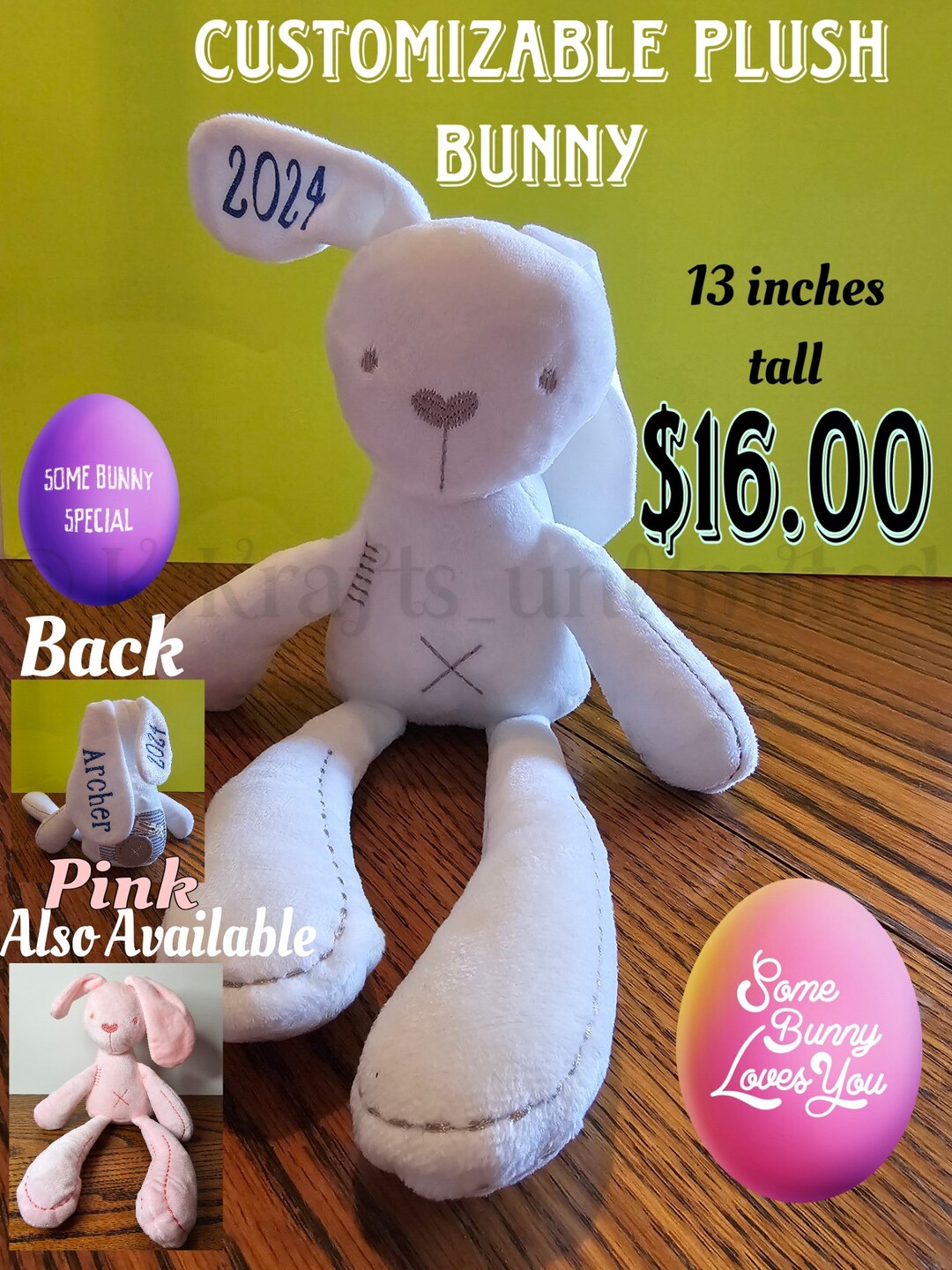Personalized Bunny Plush - Etsy
