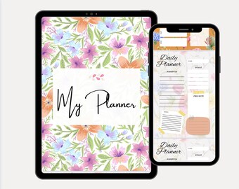 Blue Digital Daily Planner Template - Etsy