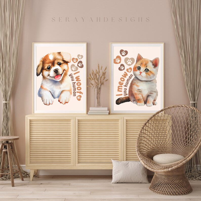 I Meow You Pet Owner Wall Art Decor, Printable Cat Photo, Pet Lovers ...