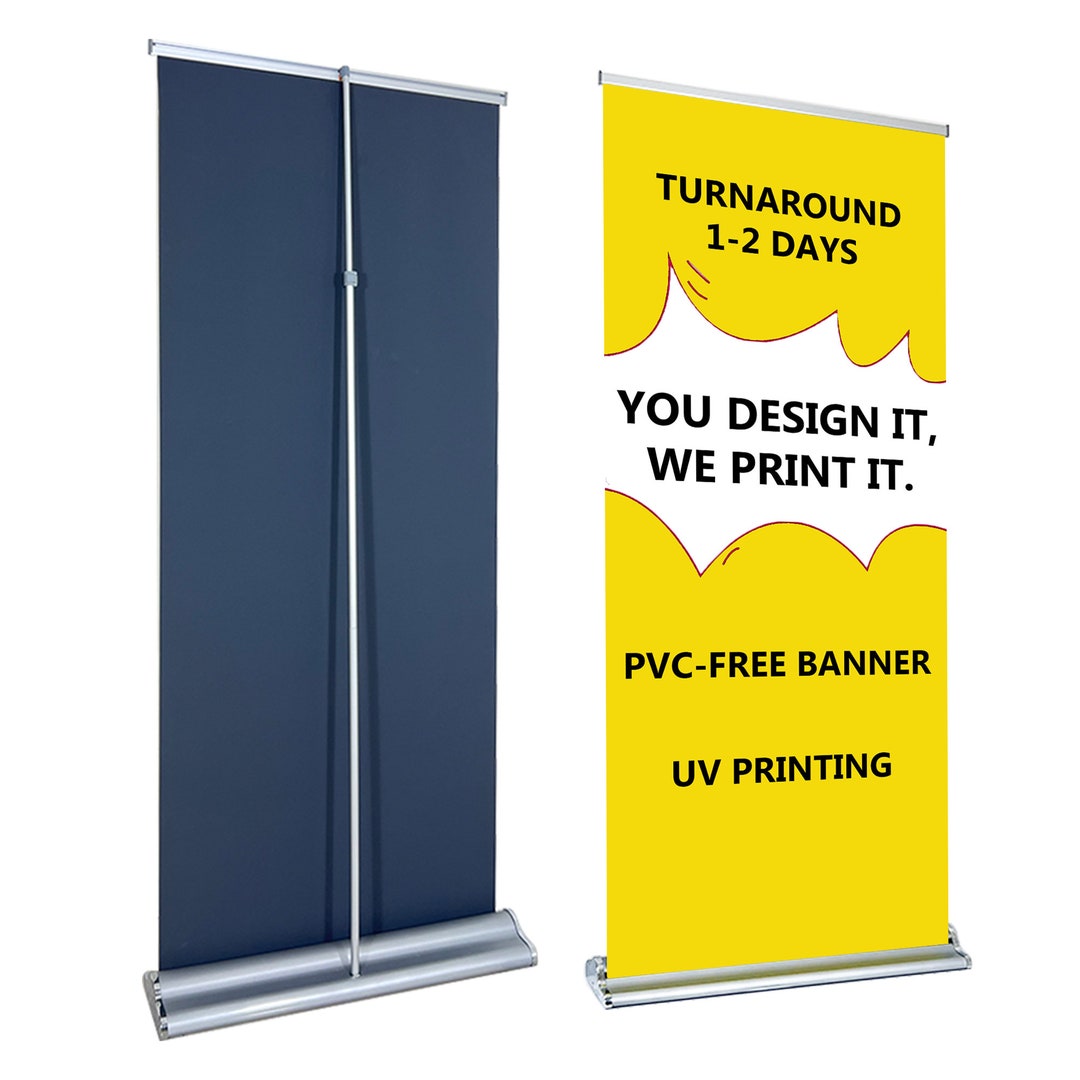 CUSTOM Deluxe Retractable Banner Stand 24" X 68" for Trade Show and Any ...