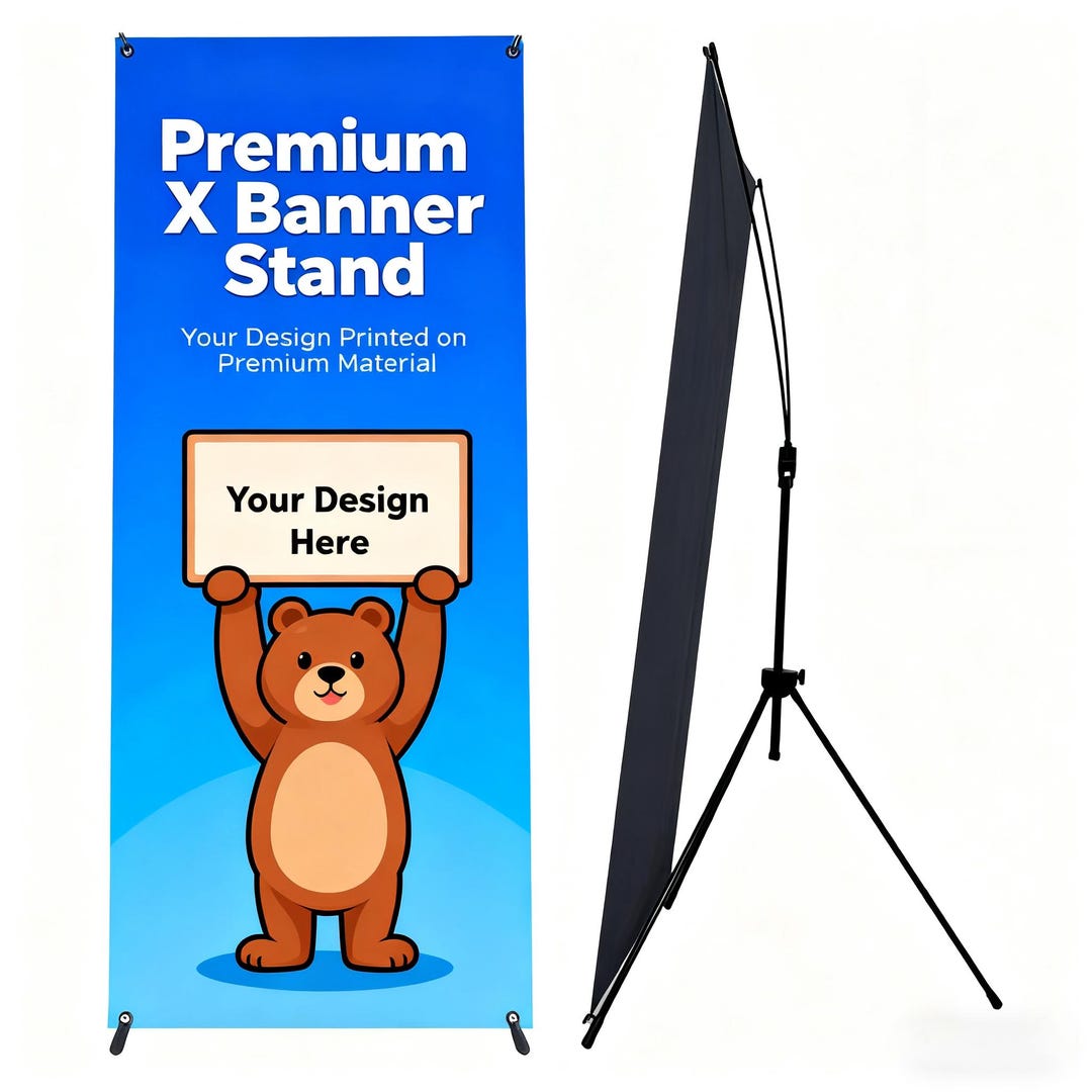 24x72 X Banner Stand With Custom Print, Lightweight Trade Show Banner ...