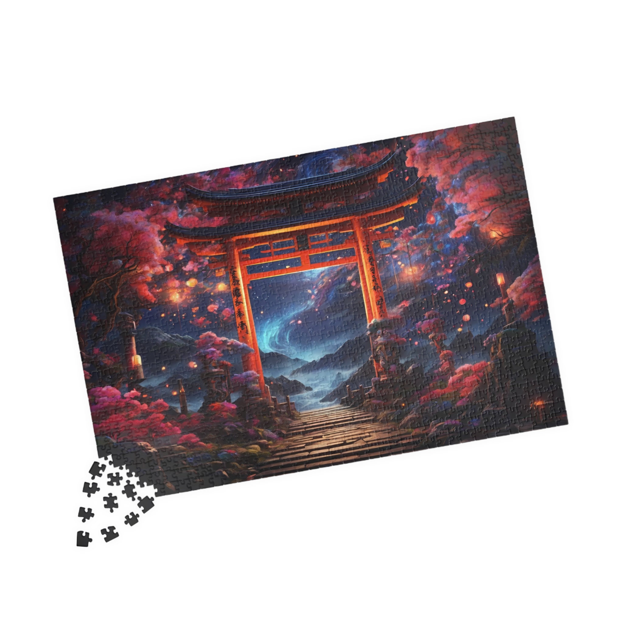 Cosmic Torii Gate Puzzle | Cherry Blossom Nebula Sky - Etsy
