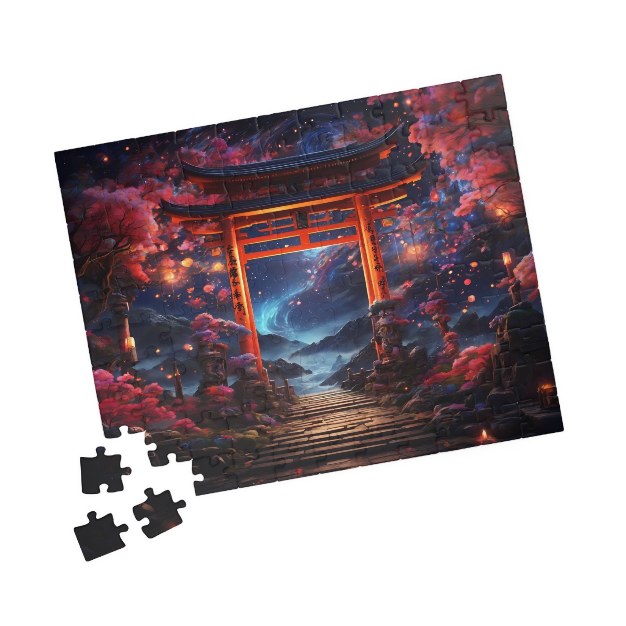 Cosmic Torii Gate Puzzle | Cherry Blossom Nebula Sky - Etsy