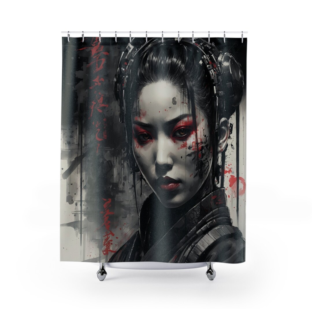 Cyberpunk Samurai Shower Curtain for Fantasy Lovers - Etsy