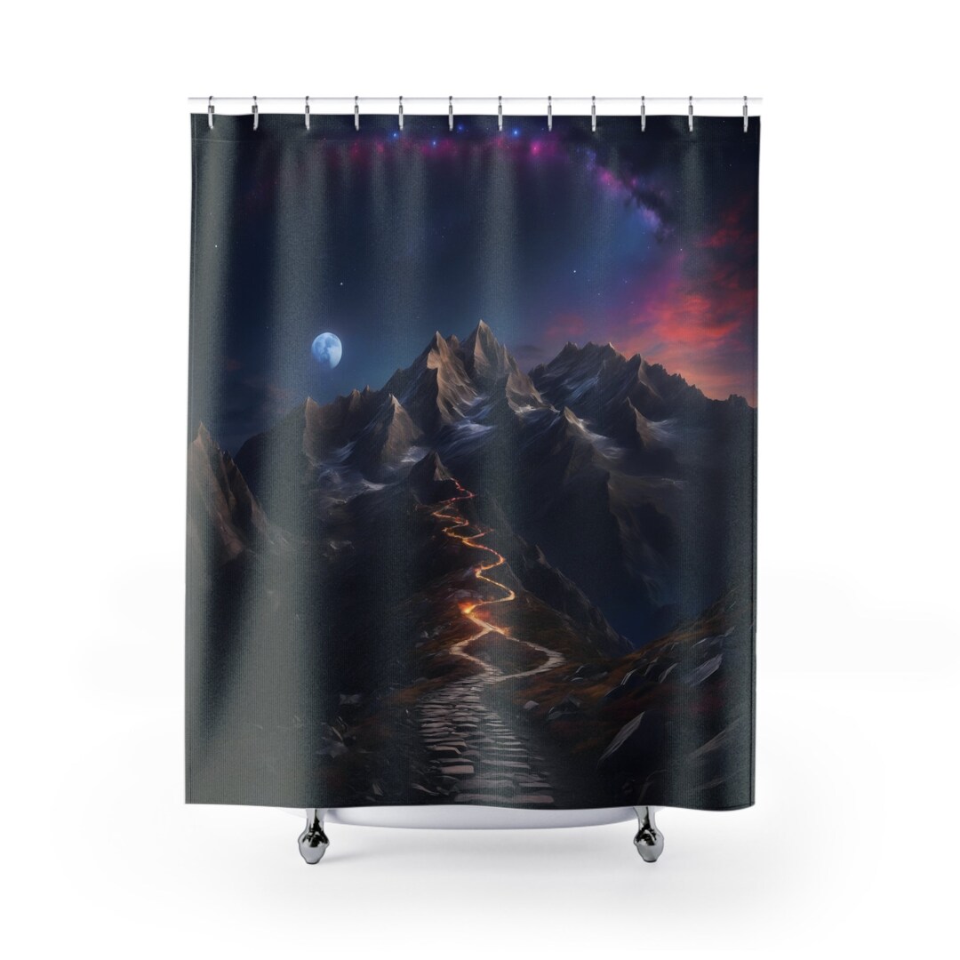 Enchanting Night Sky Mountain Path Shower Curtain for Adventurers - Etsy