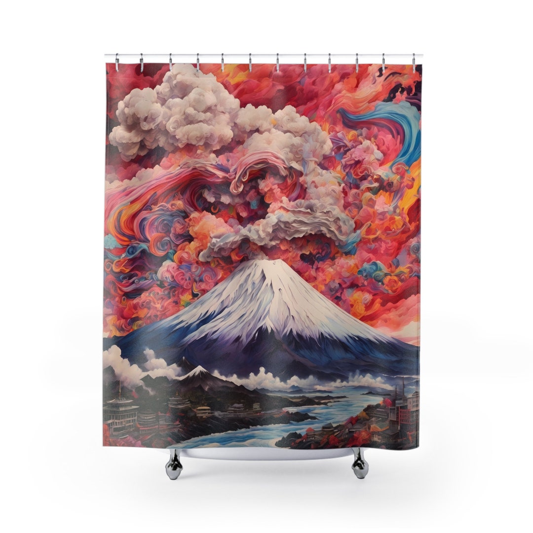 Vibrant Mount Fuji Eruption Shower Curtain – A Splash of Color for Your ...
