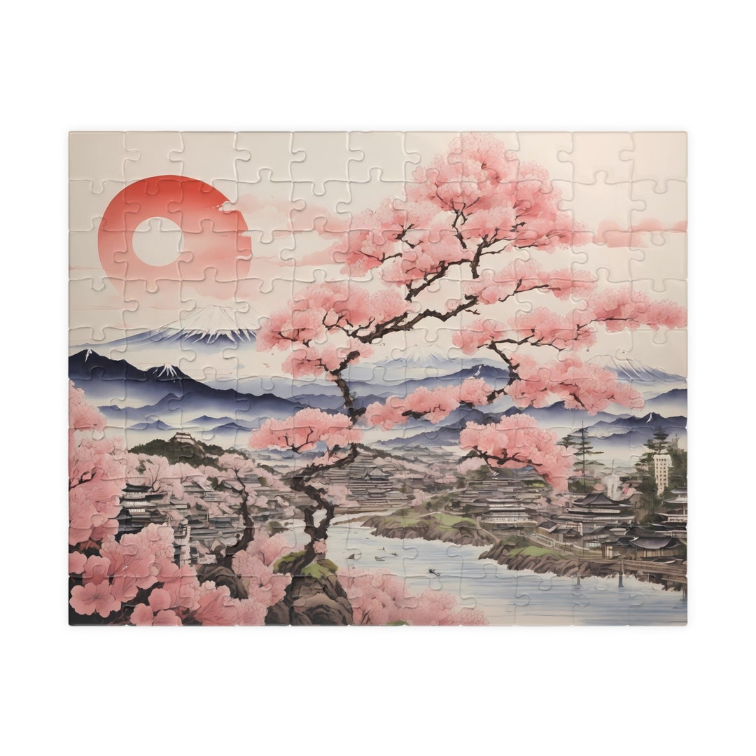 Hokusai Style Cherry Blossom Jigsaw Puzzle for Adults and Family - Etsy