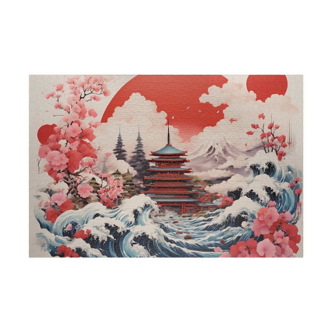 Hokusai Style Japanese Print Jigsaw Puzzle Unique Wave for Family for ...