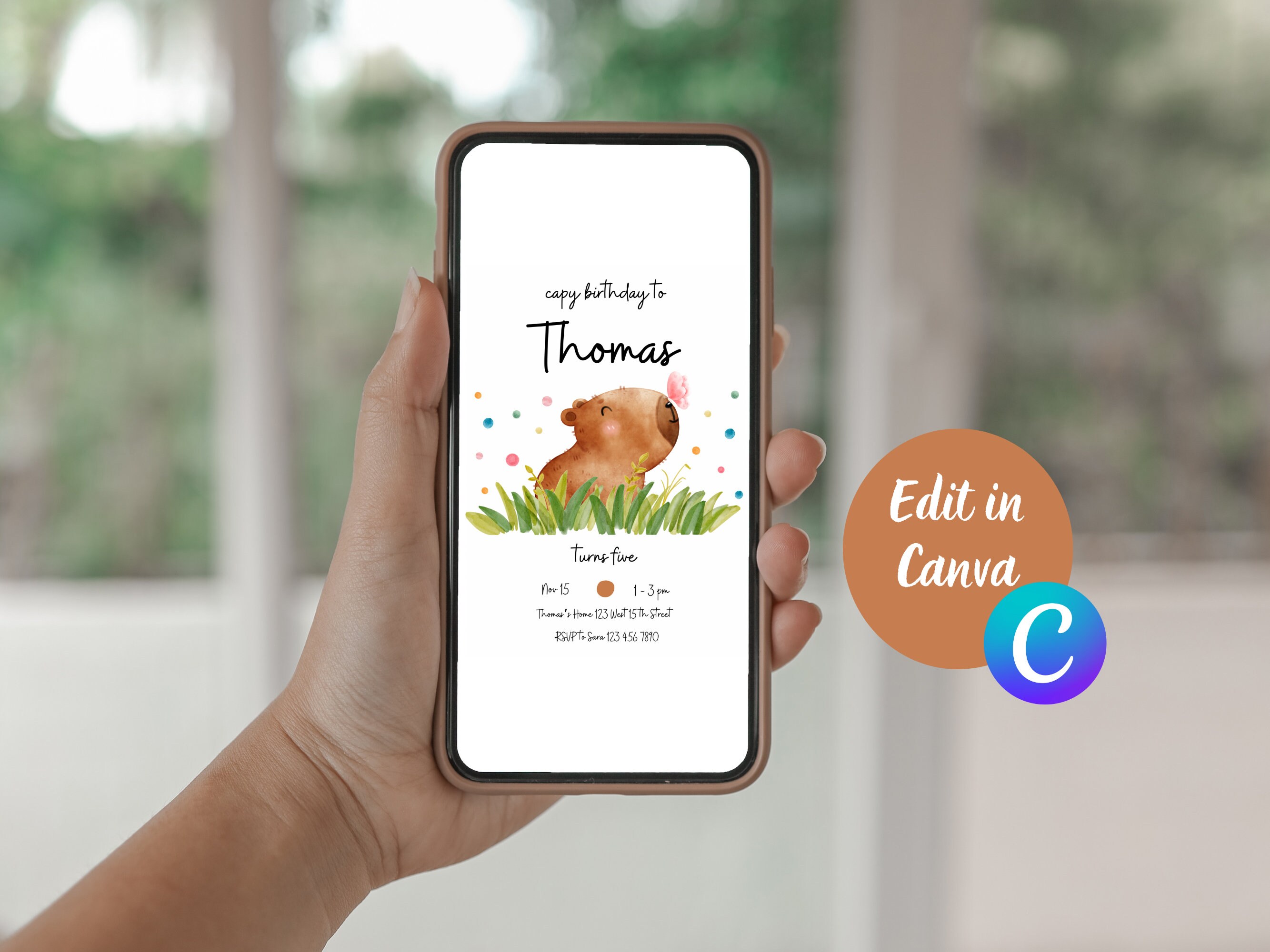 Editable Capybara Birthday Invitation, Capybara Birthday Invite ...