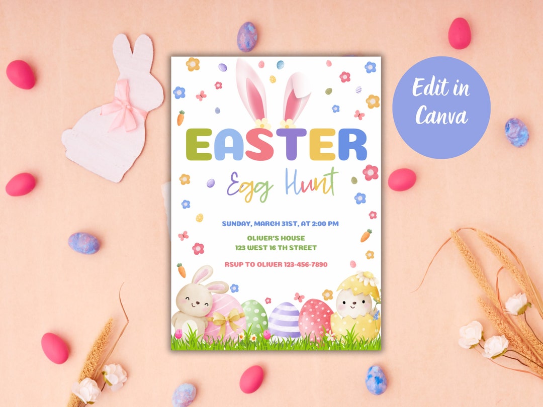 Easter Egg Hunt Invitation Editable Easter Invite Party With My Peeps ...