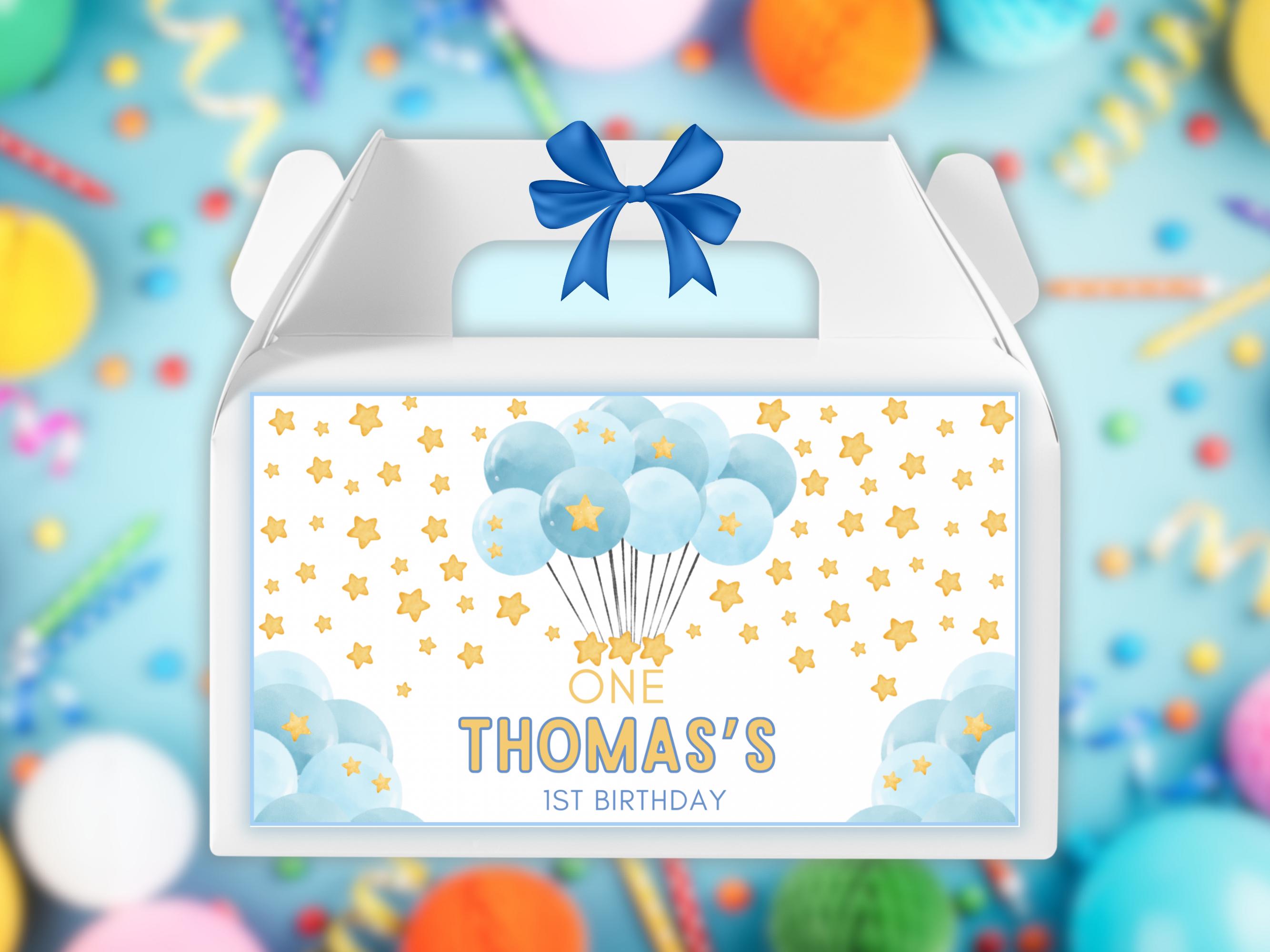 Editable Blue Balloon Birthday Bundle, Printable First Party Supplies ...