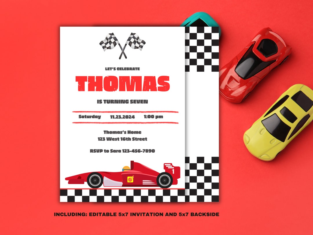 Racing Birthday Invitation, Editable F1 Birthday Invitation, F1 Speed ...