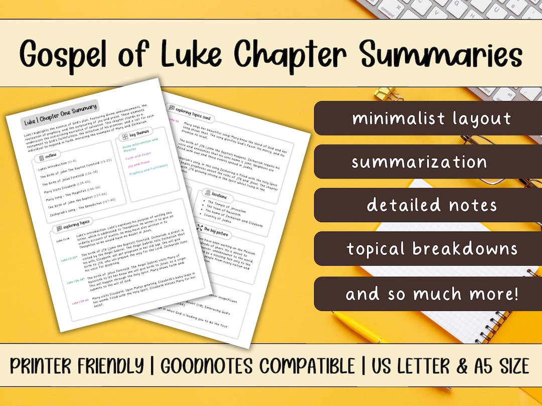 Gospel of Luke Chapter Summaries | Chapter Summary Template | Bible ...