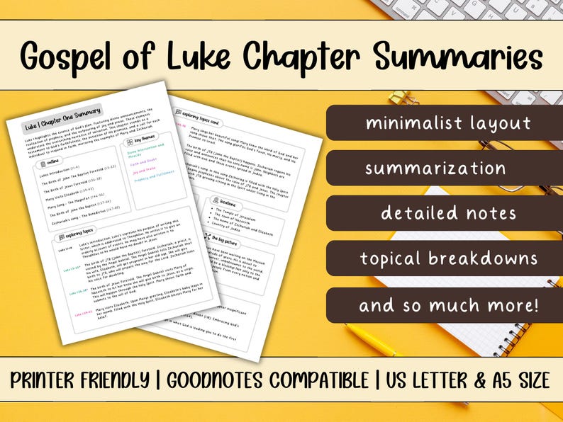 Gospel of Luke Chapter Summaries | Chapter Summary Template | Bible ...