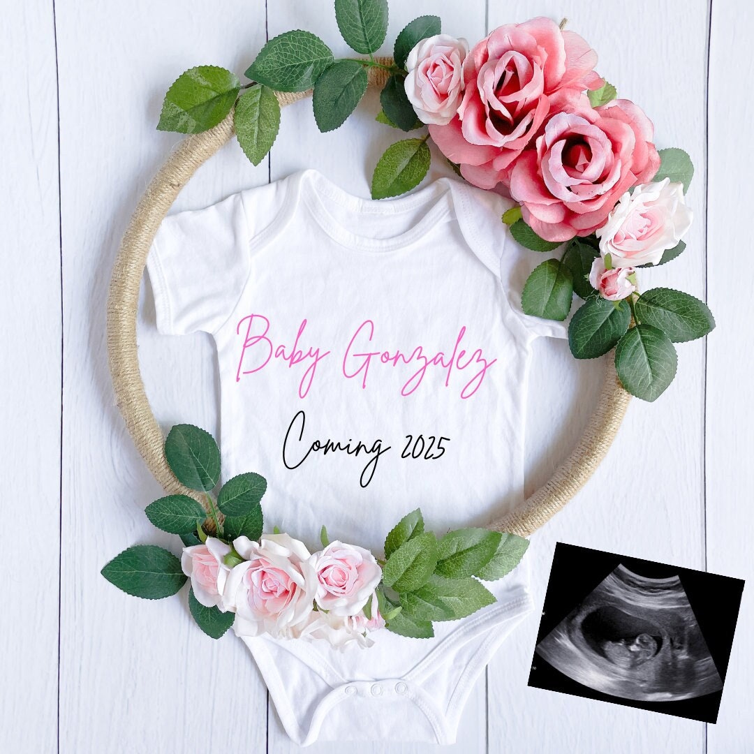 Digital Pregnancy Announcement Pink Floral Pregnancy Reveal Social ...