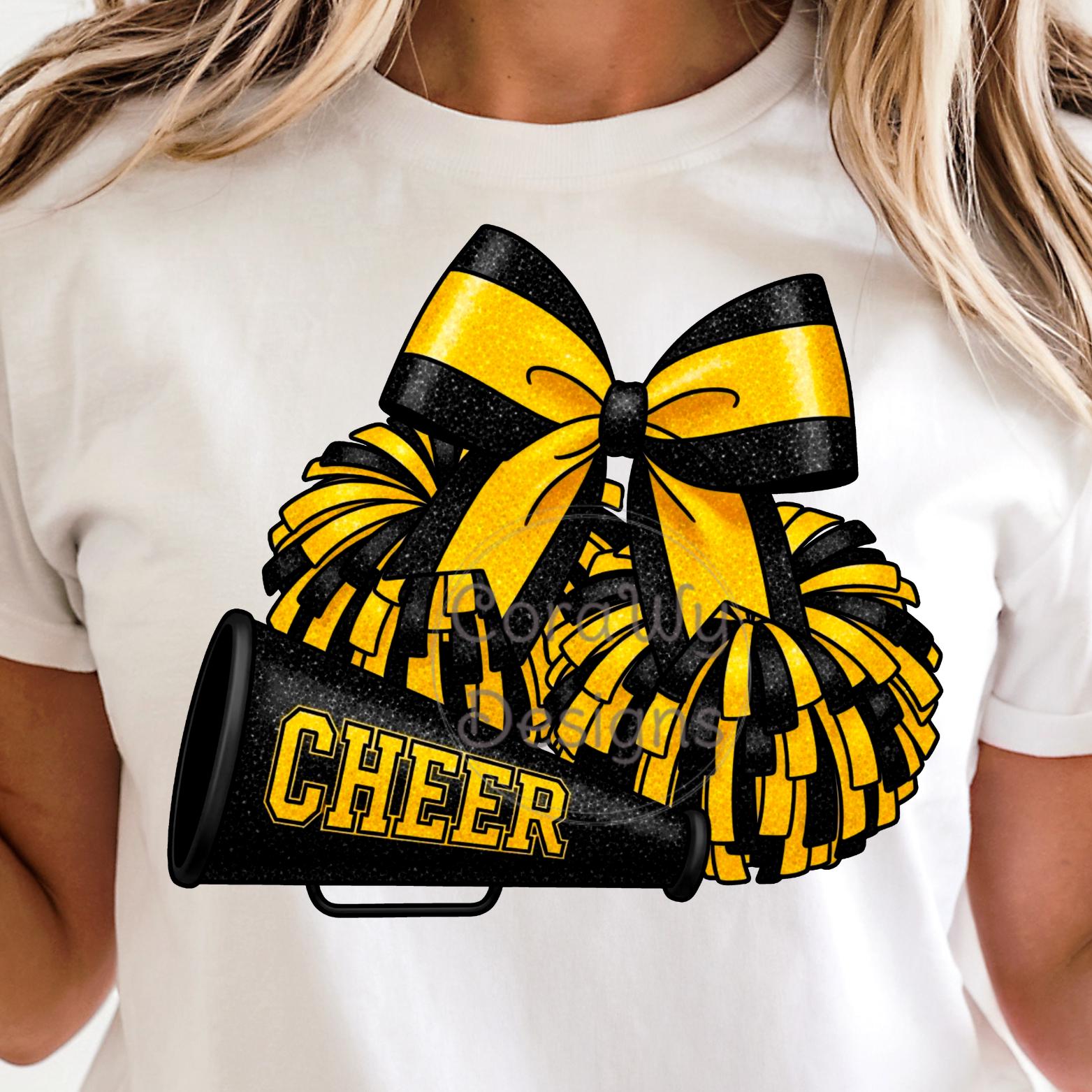 Cheerleading Yellow Black Bow PNG Digital Download - Etsy