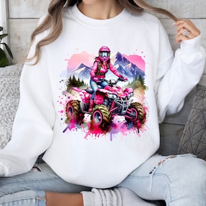 ATV Rider Pink Camo Watercolor Sublimation Digital Download PNG Outdoor ...