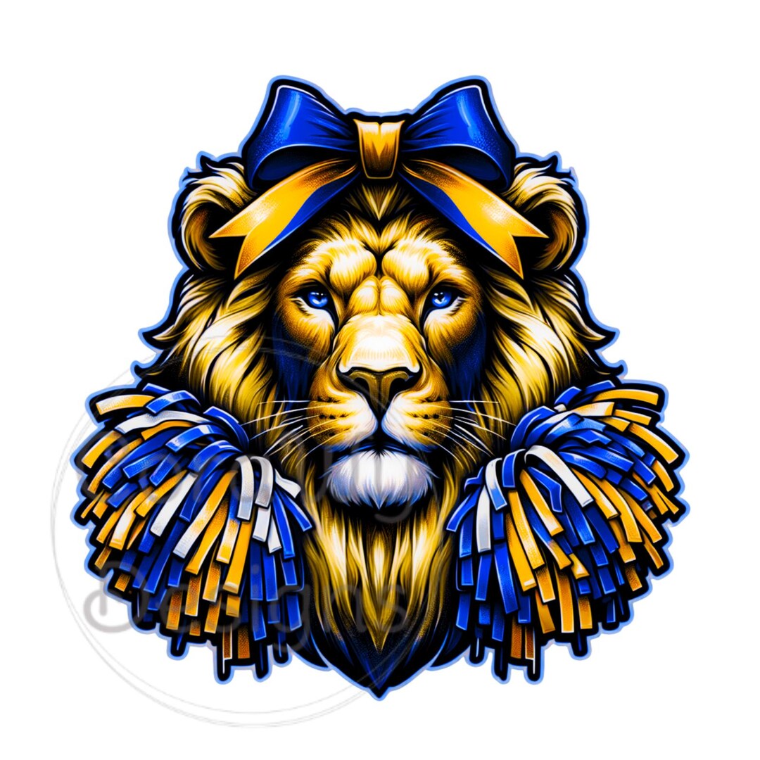 Cheer Lion Yellow Gold Blue Png - Etsy