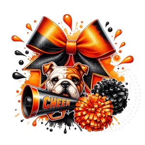Cheer Orange Black Sublimation Digital Download PNG Bulldog ...