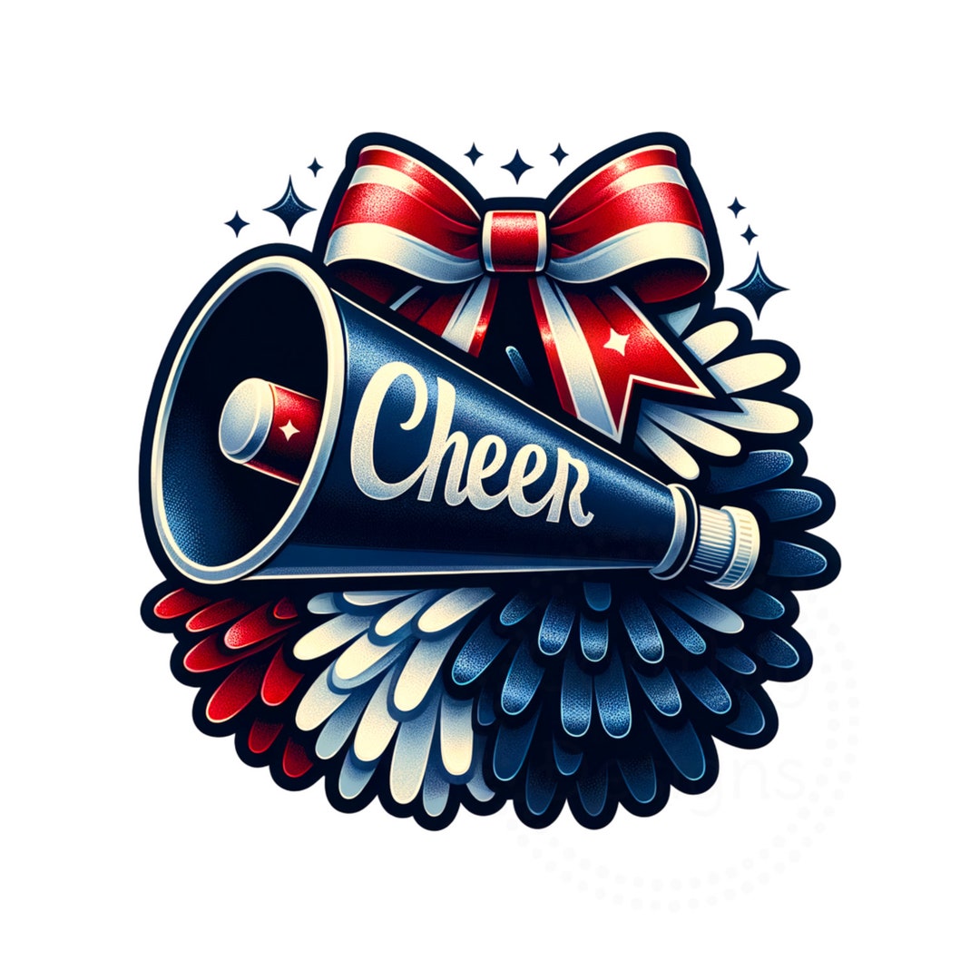 Cheer Blue Red White Watercolor Sublimation Digital Download PNG ...