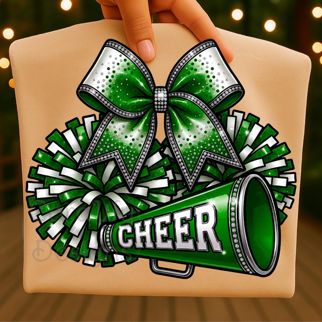 Green White Cheer Bow Digital Download PNG Design - Etsy