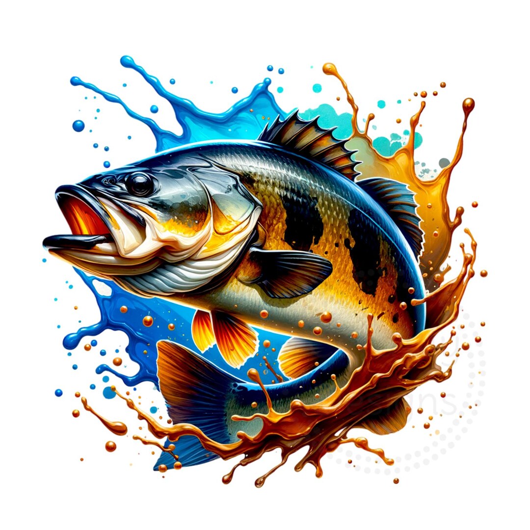 Bass Fish Sublimation Digital Download PNG Gift for Fishing Design - Etsy