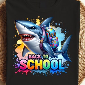 Shark Back to School Watercolor Sublimation Digital Download PNG Kids ...