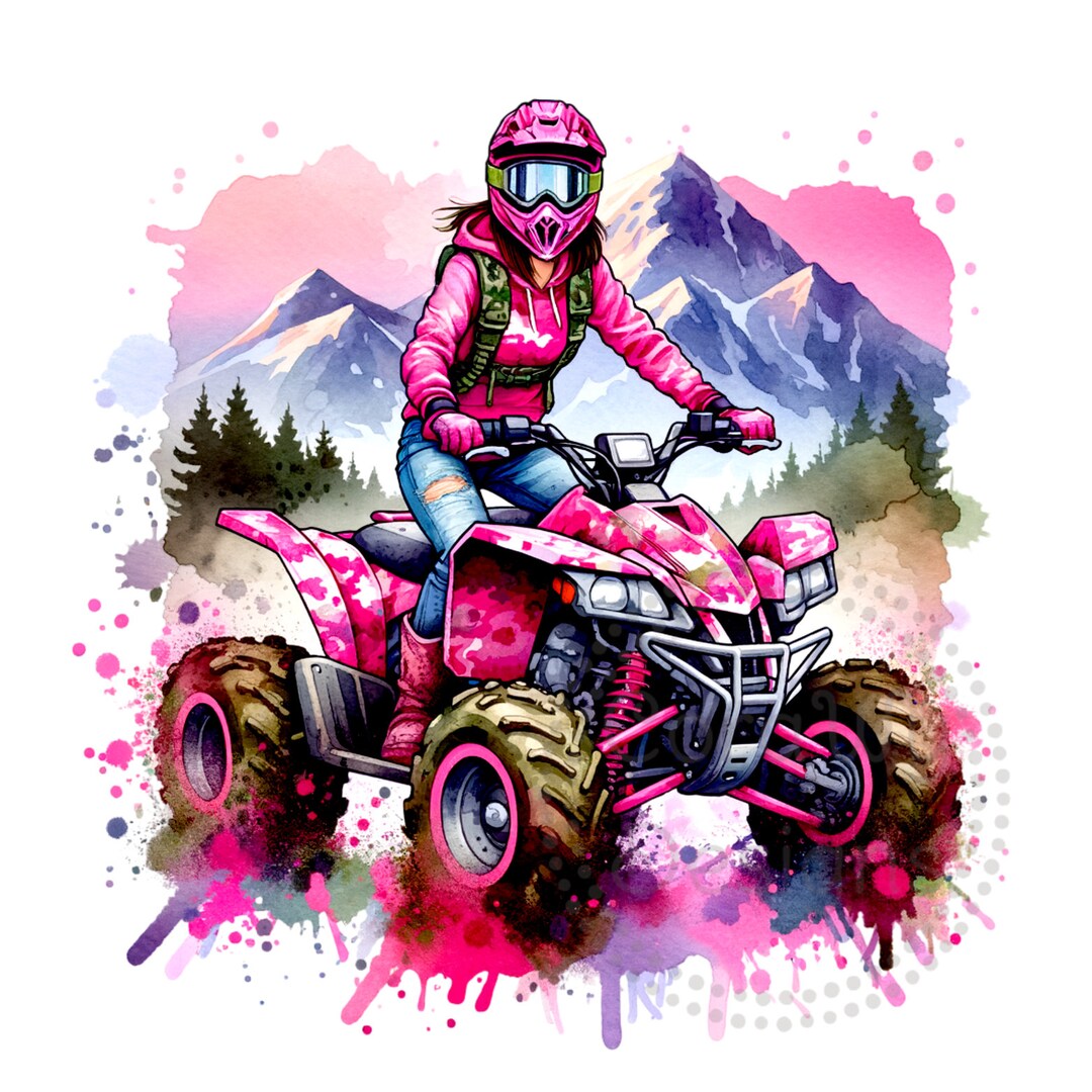 ATV Rider Pink Camo Watercolor Sublimation Digital Download PNG Outdoor ...