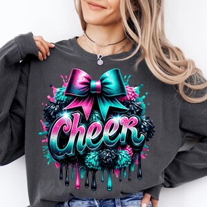 Cheer Teal and Pink Bow Sublimation Digital Download PNG Cheerleading ...