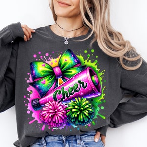 Cheer Neon Green Pink Watercolor Sublimation Digital Download PNG ...