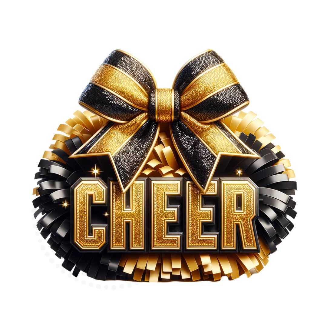 Cheer Gold and Black Poms Sublimation Digital Download PNG Cheerleading ...