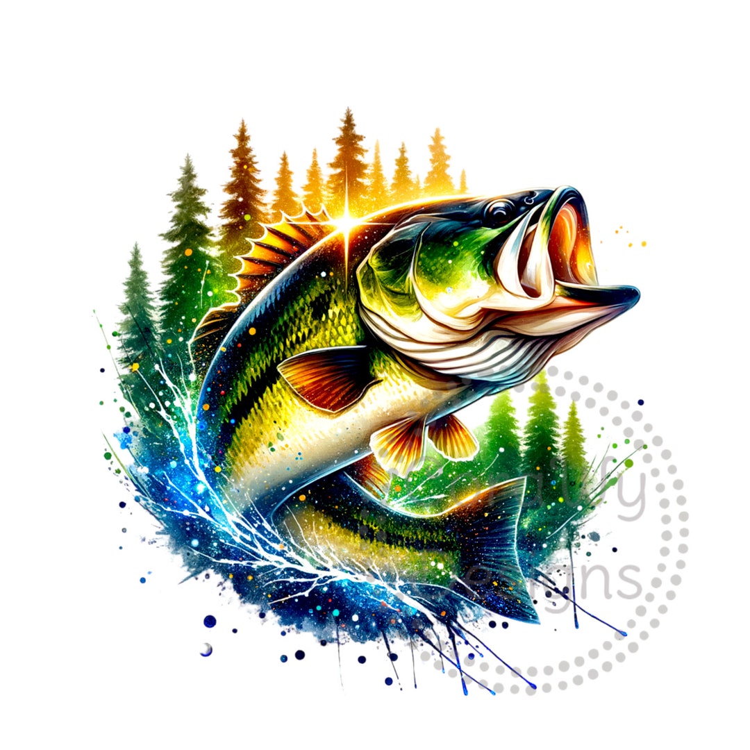 Bass Fish Watercolor Sublimation Digital Download PNG Design - Etsy
