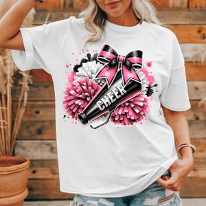 Cheer Pink Bow Pom Poms Sublimation Digital Download PNG Cheerleading ...