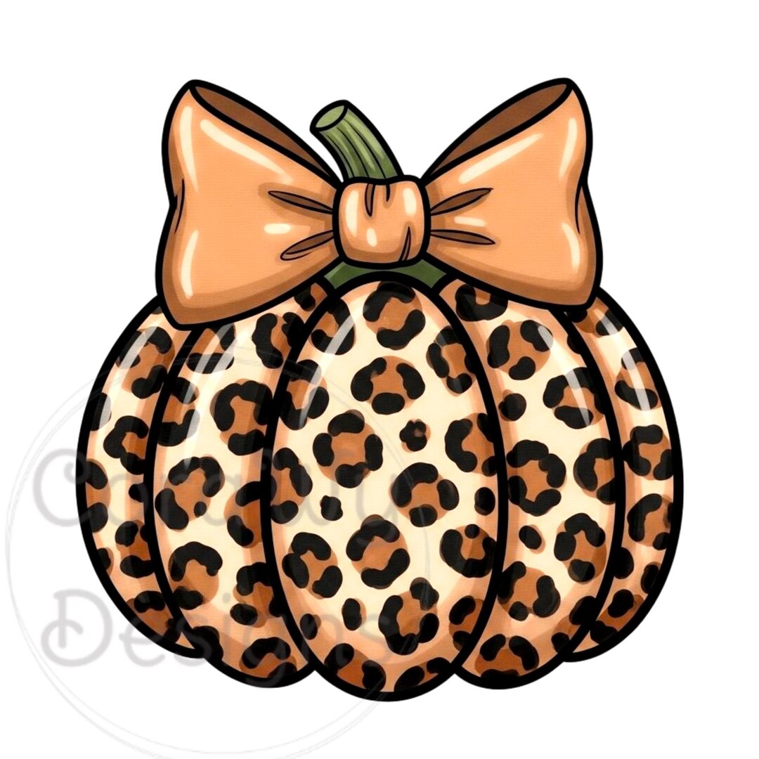 Leopard Print Pumpkin Sublimation Digital Download PNG Coquette Bow ...