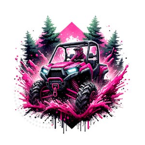 Pink UTV Rider Watercolor Sublimation Digital Download PNG Outdoors ...