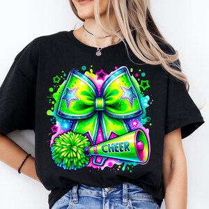 Cheer Neon Green Watercolor Sublimation Digital Download PNG ...