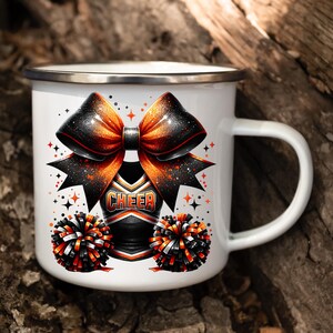 Cheer Uniform Bow Poms Orange Black Sublimation Digital Download PNG ...