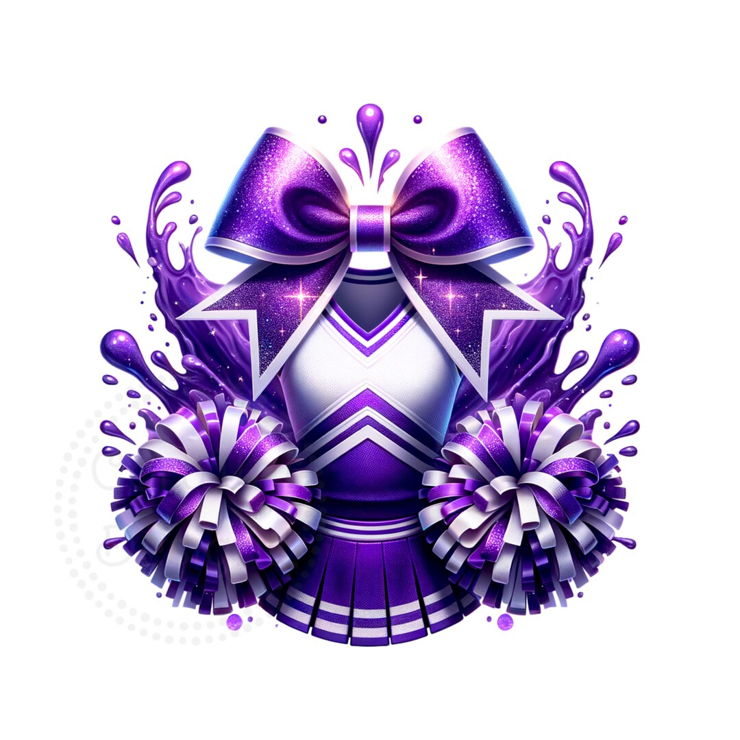 Cheer Purple White Bow Sublimation Digital Download PNG Cheerleading ...