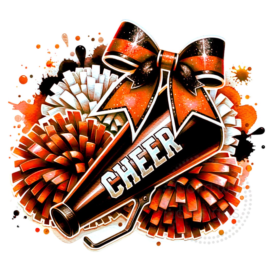 Cheer Orange Black Watercolor Sublimation Digital Download PNG ...
