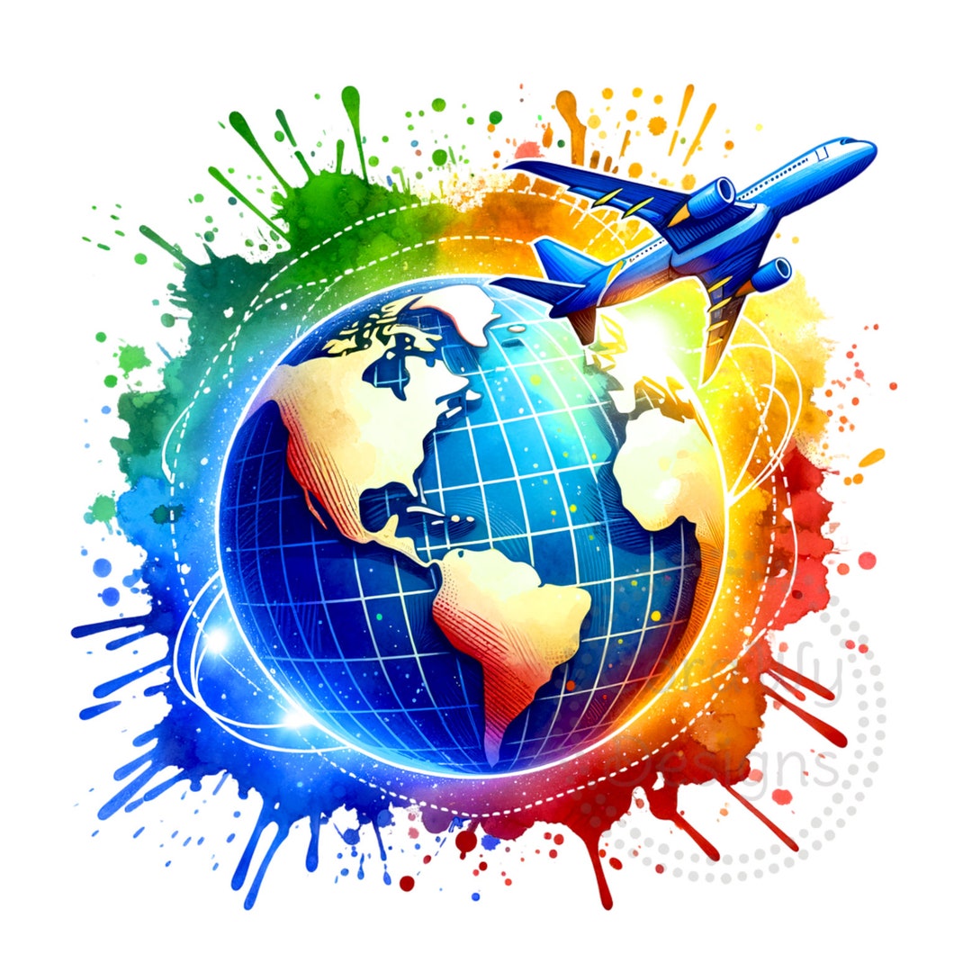 World Map Watercolor Sublimation Digital Download PNG Travel Gift ...