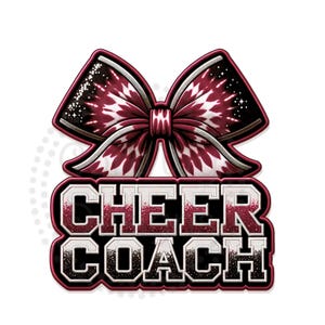 Cheer Coach Maroon Bow Sublimation Digital Download PNG Cheerleading ...