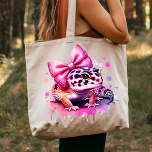 Leopard Gecko Coquette Bow Watercolor Sublimation Digital Download PNG ...