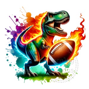 Dinosaur Football Watercolor Sublimation Digital Download PNG T-rex ...