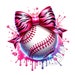 Baseball Coquette Bow Watercolor Sublimation Digital Download PNG ...
